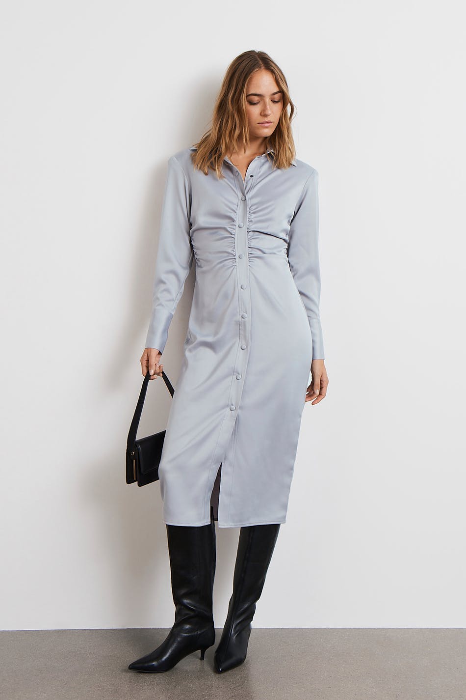 Fiona satin dress - Blue - Women - Gina Tricot