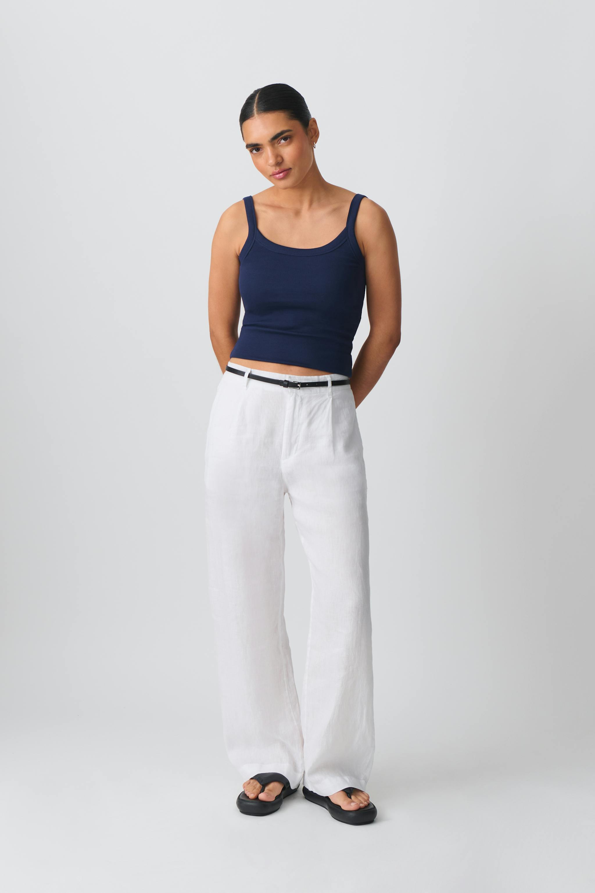 Tight fit rib singlet - Blå - Dam - Gina Tricot