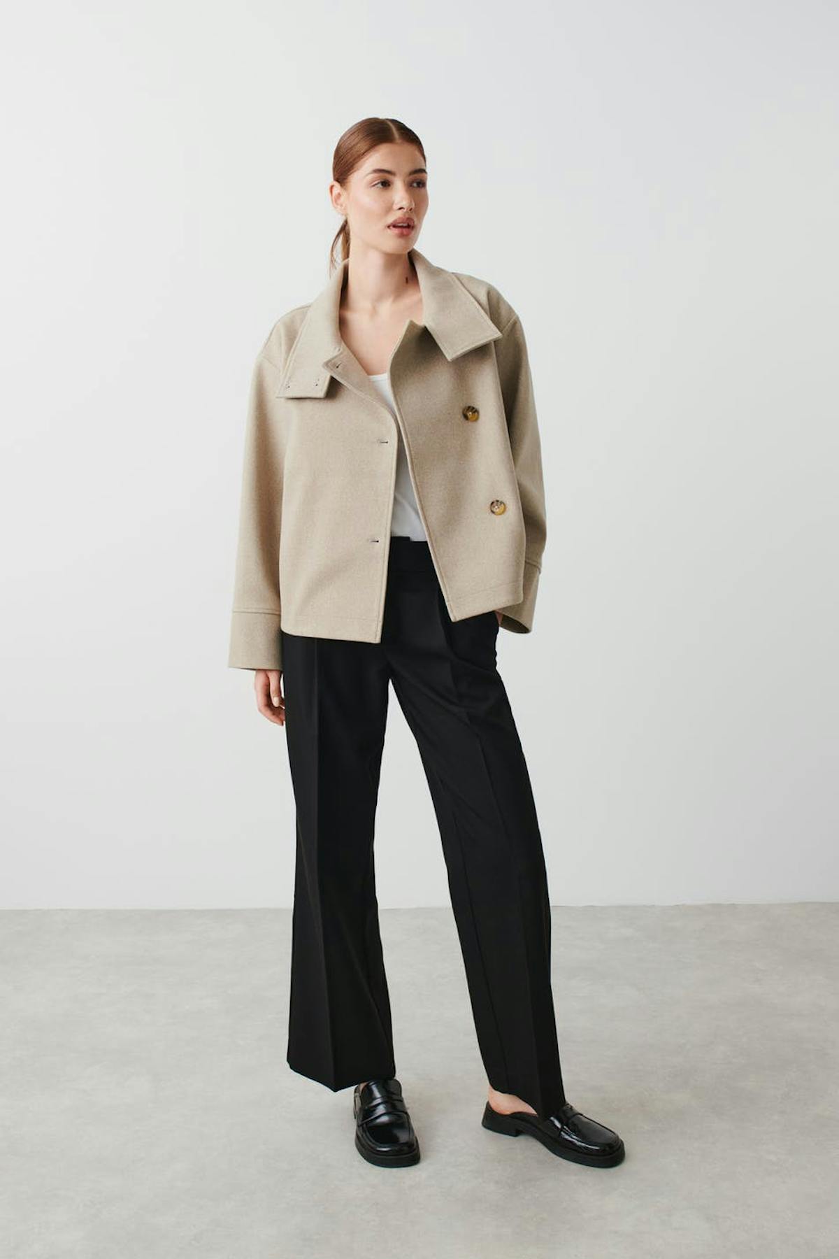 short felt jacket - Beige - Women - Gina Tricot