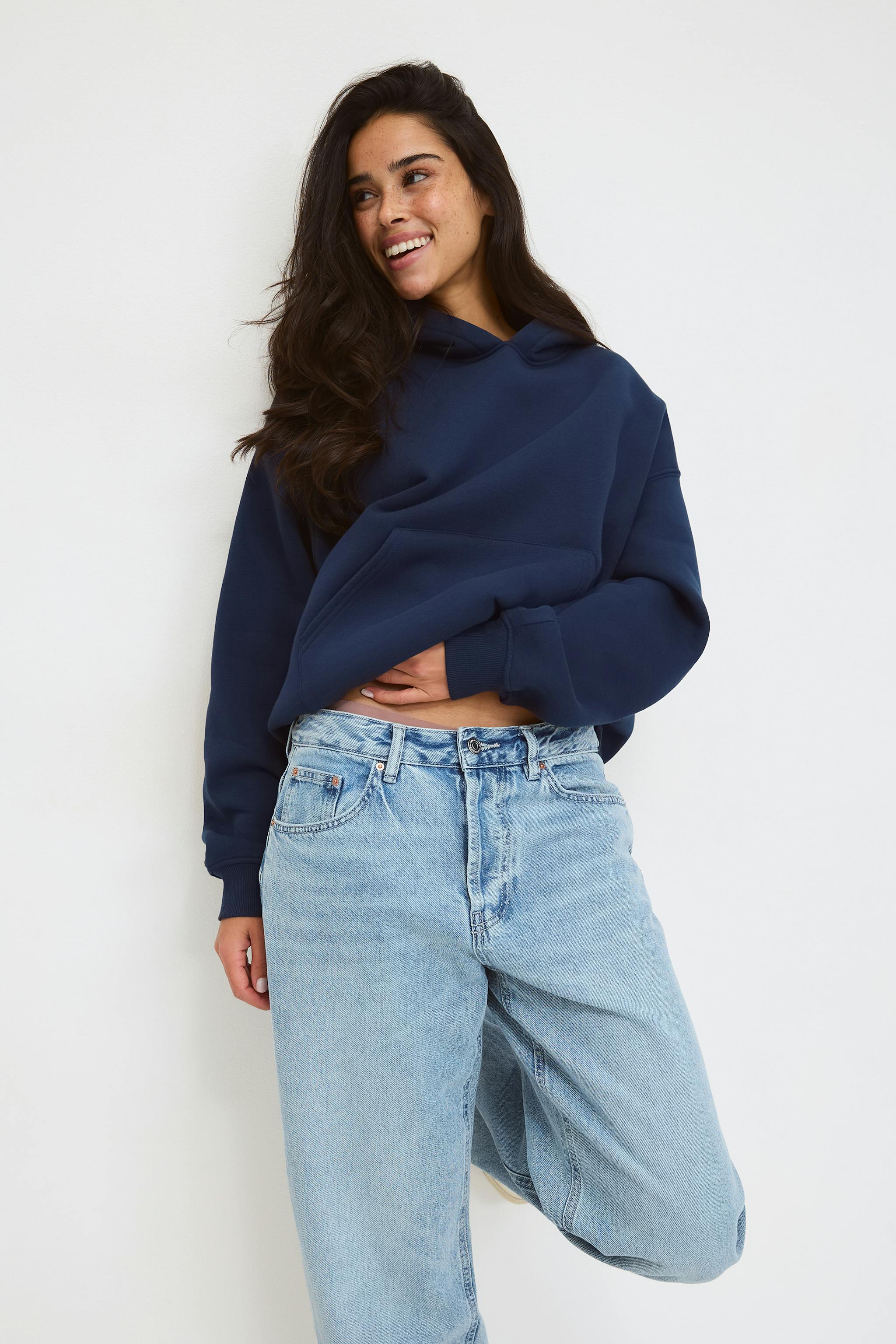 Basic original hoodie - Blue - Women - Gina Tricot