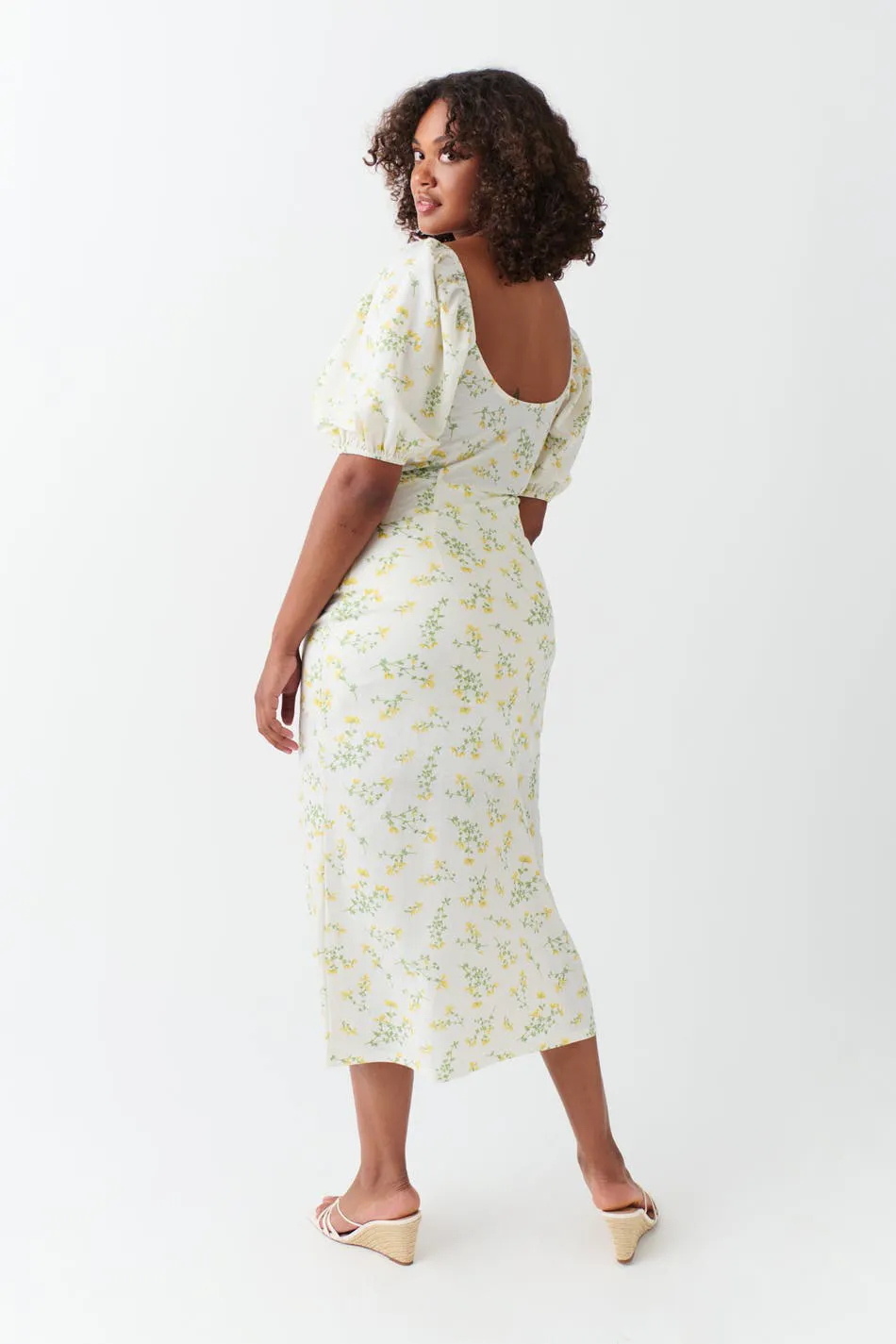 Puff sleeve midi dress - Vit - Dam - Gina Tricot