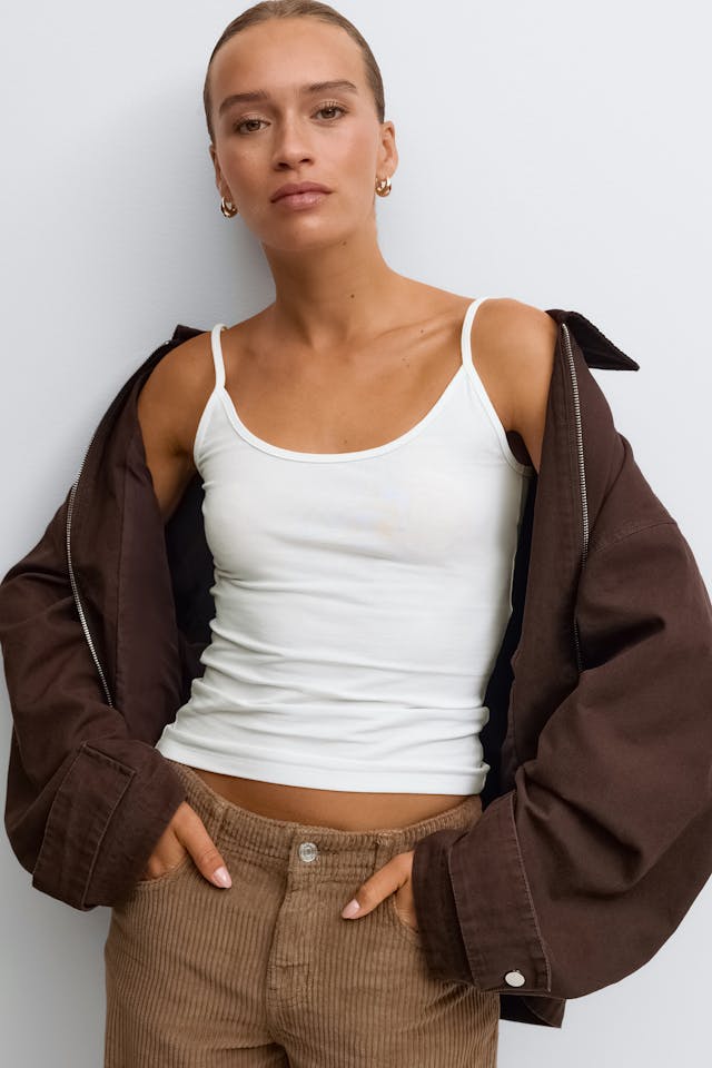 Basic strap singlet - Hvit - Dame - Gina Tricot