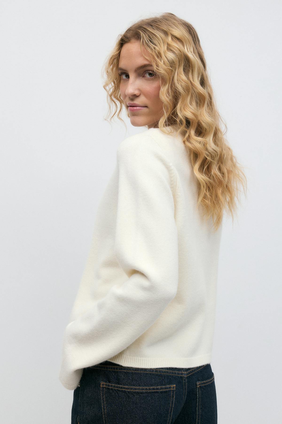 One button knit cardigan - Hvid - Dame - Gina Tricot