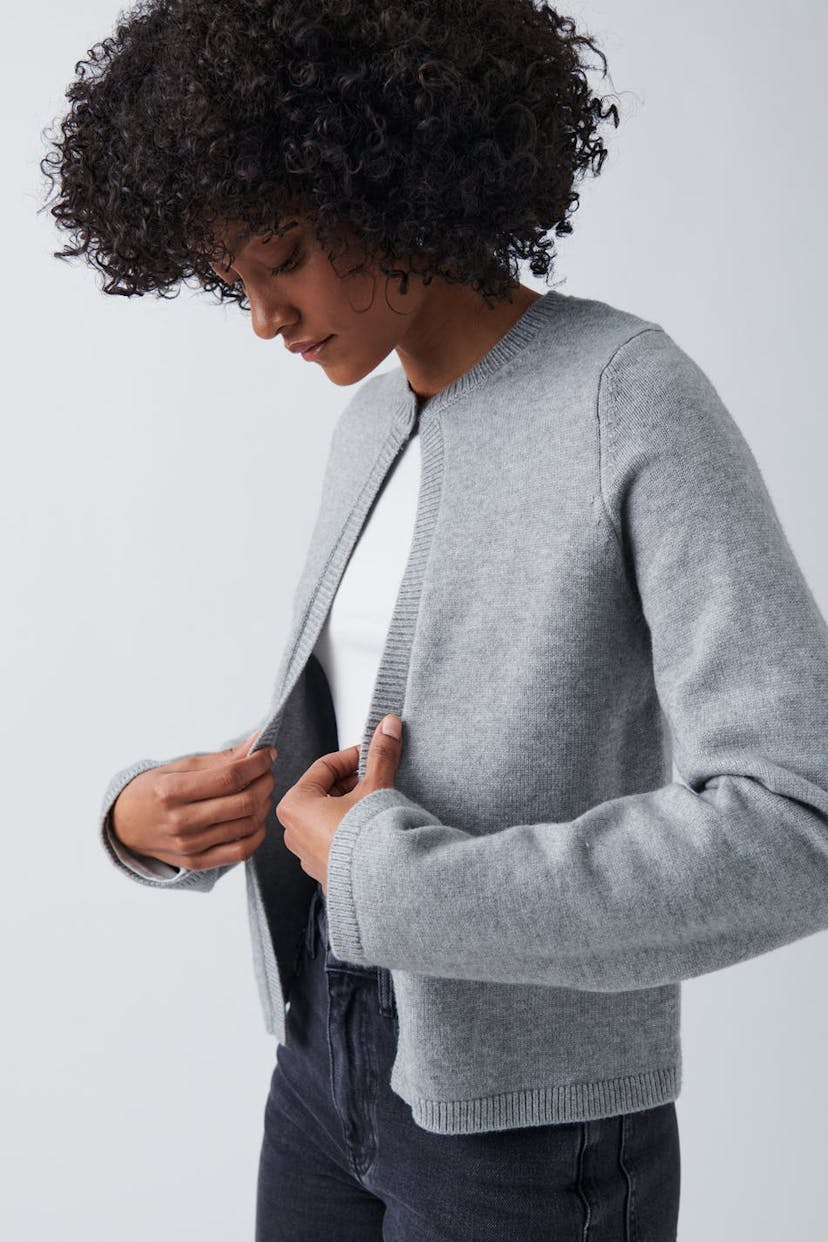 One button knit cardigan - Grå - Dame - Gina Tricot