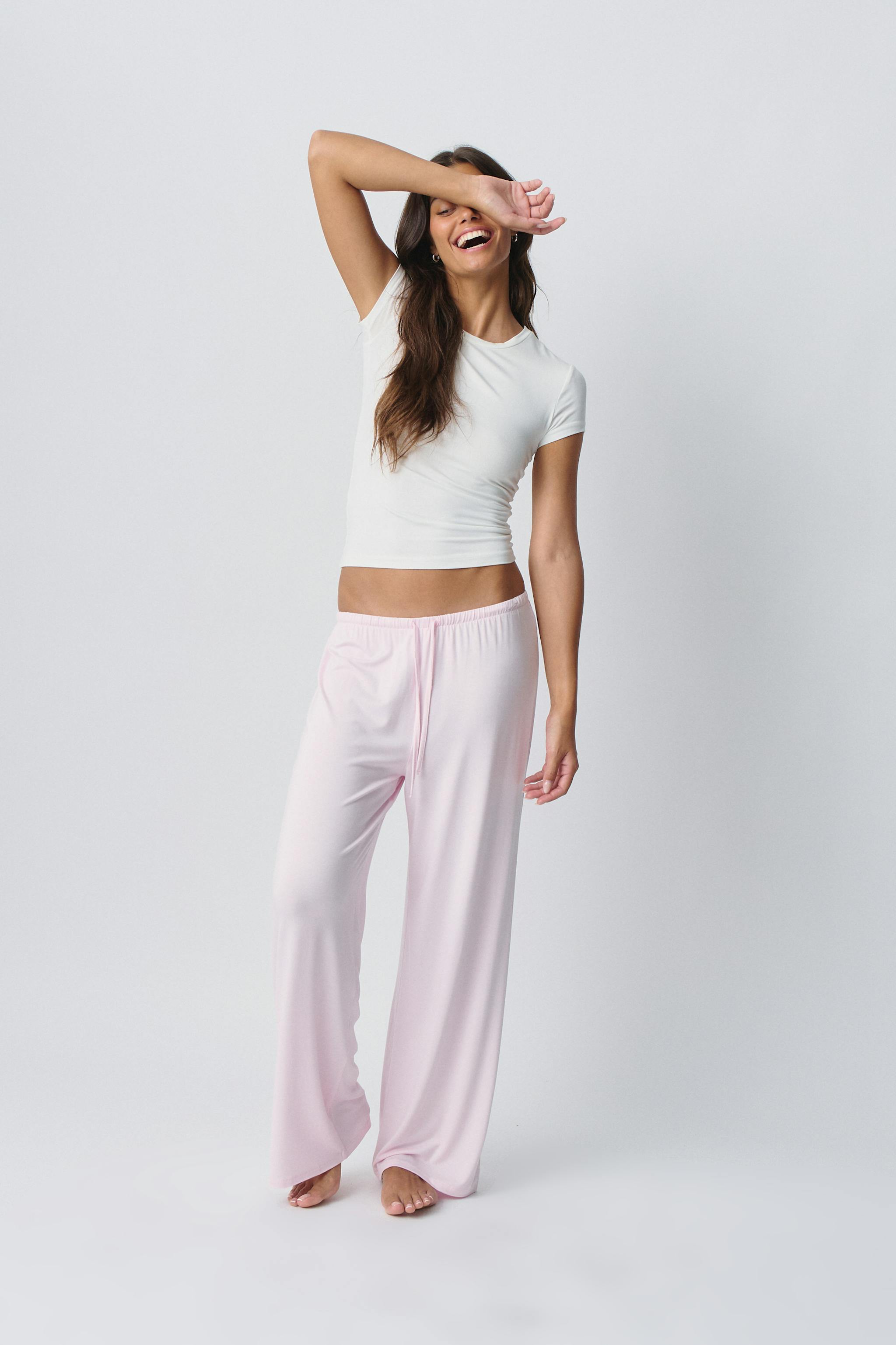 drawstring wide trousers - Lyserød - Dame - Gina Tricot