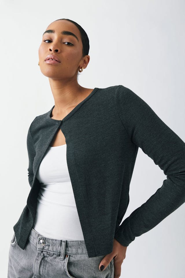 One button cardigan - Grå - Dame - Gina Tricot