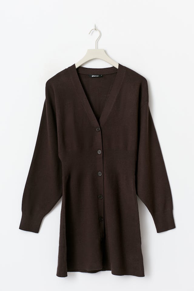 Knitted button down dress - Brun - Dam - Gina Tricot