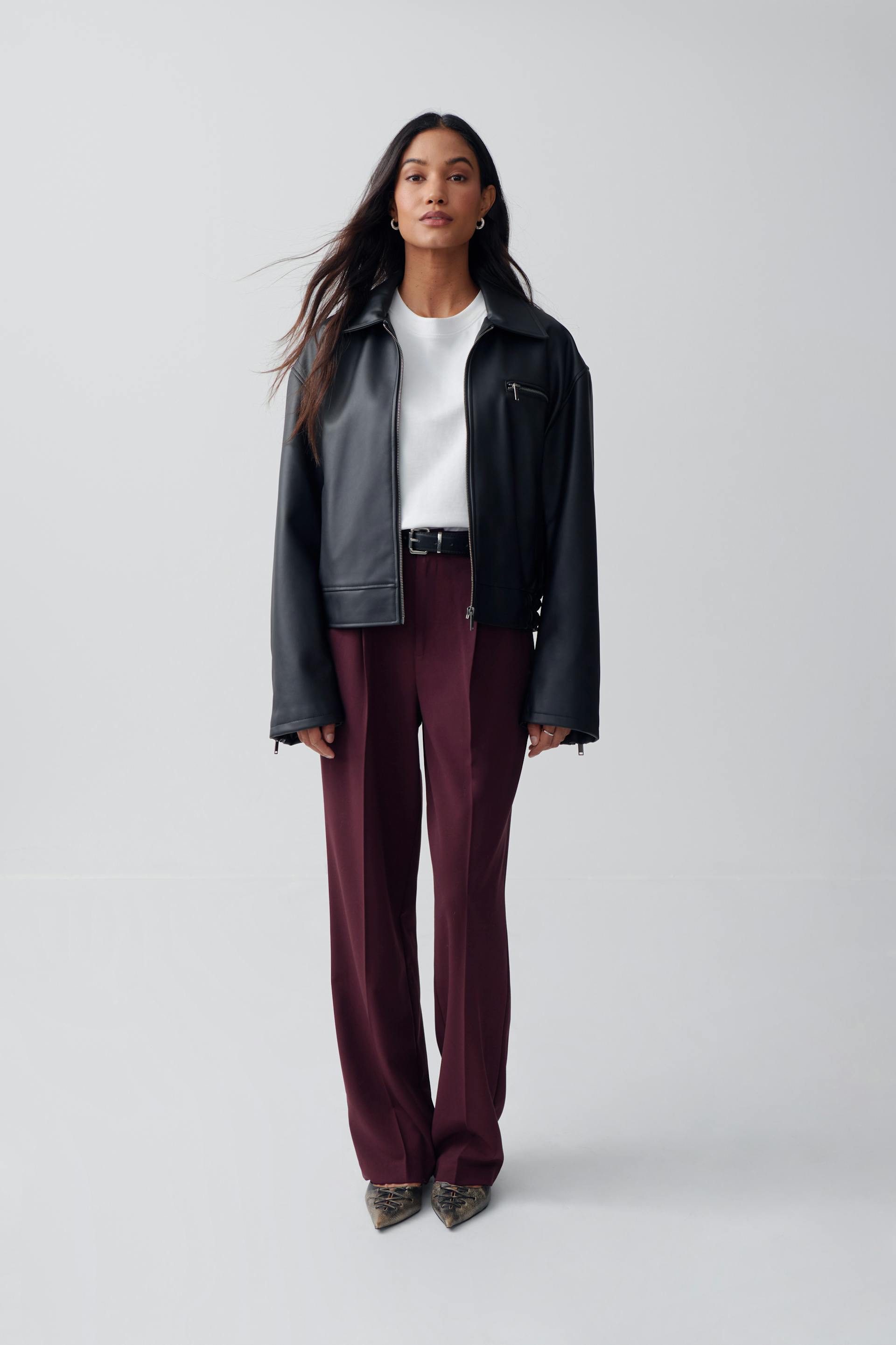 Tailored wide trousers - Rood - Dame - Gina Tricot