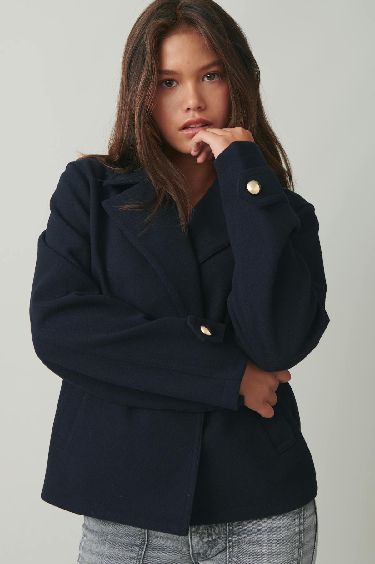 y felt jacket - Blauw - Gina Tricot