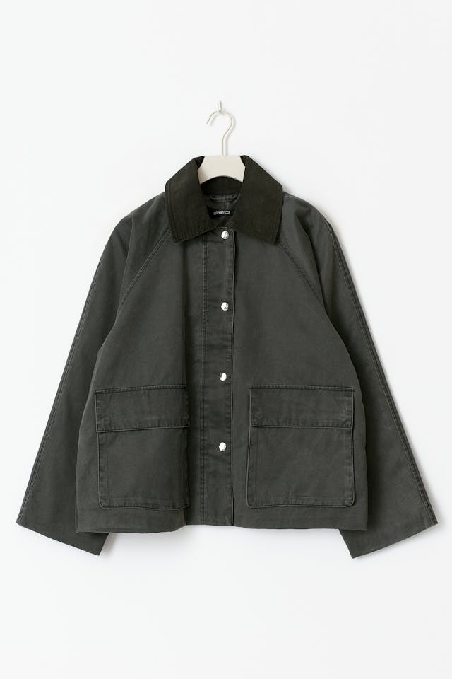 Waxed effect jacket - Grønn - Dame - Gina Tricot