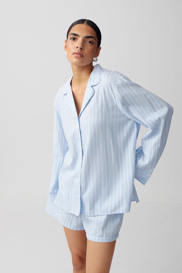 Flannel pyjamas shirt - Blau - Dame - Gina Tricot