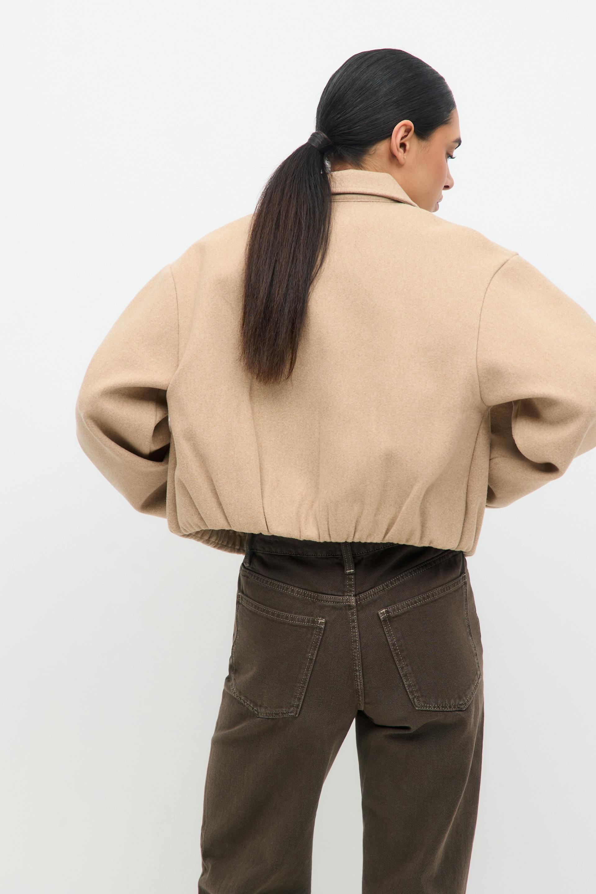 Short felt jacket - Beige - Dame - Gina Tricot
