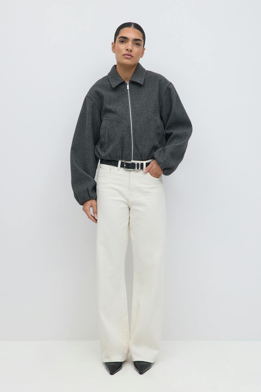 Short felt jacket - Grau - Dame - Gina Tricot