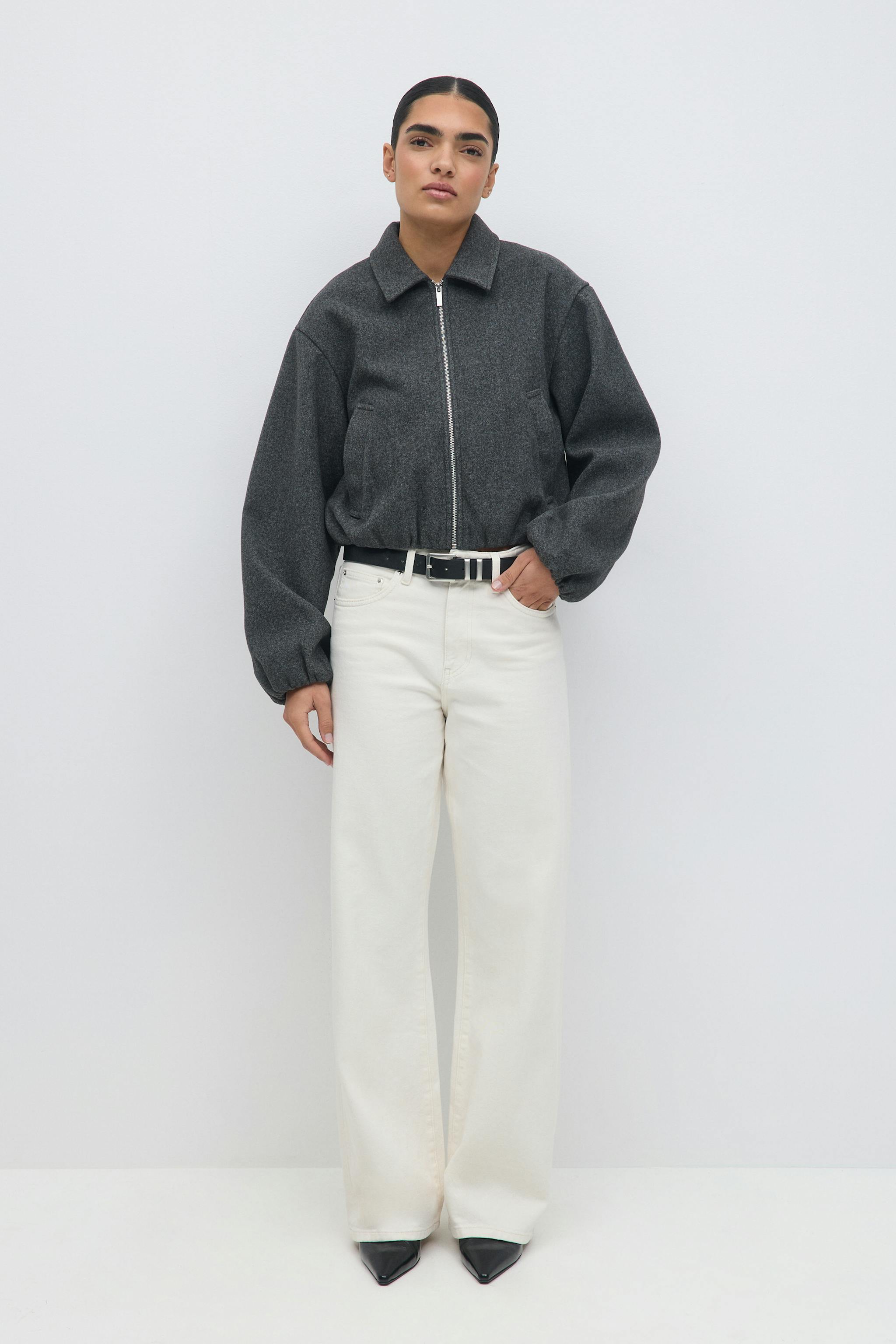 Short felt jacket - Grau - Dame - Gina Tricot