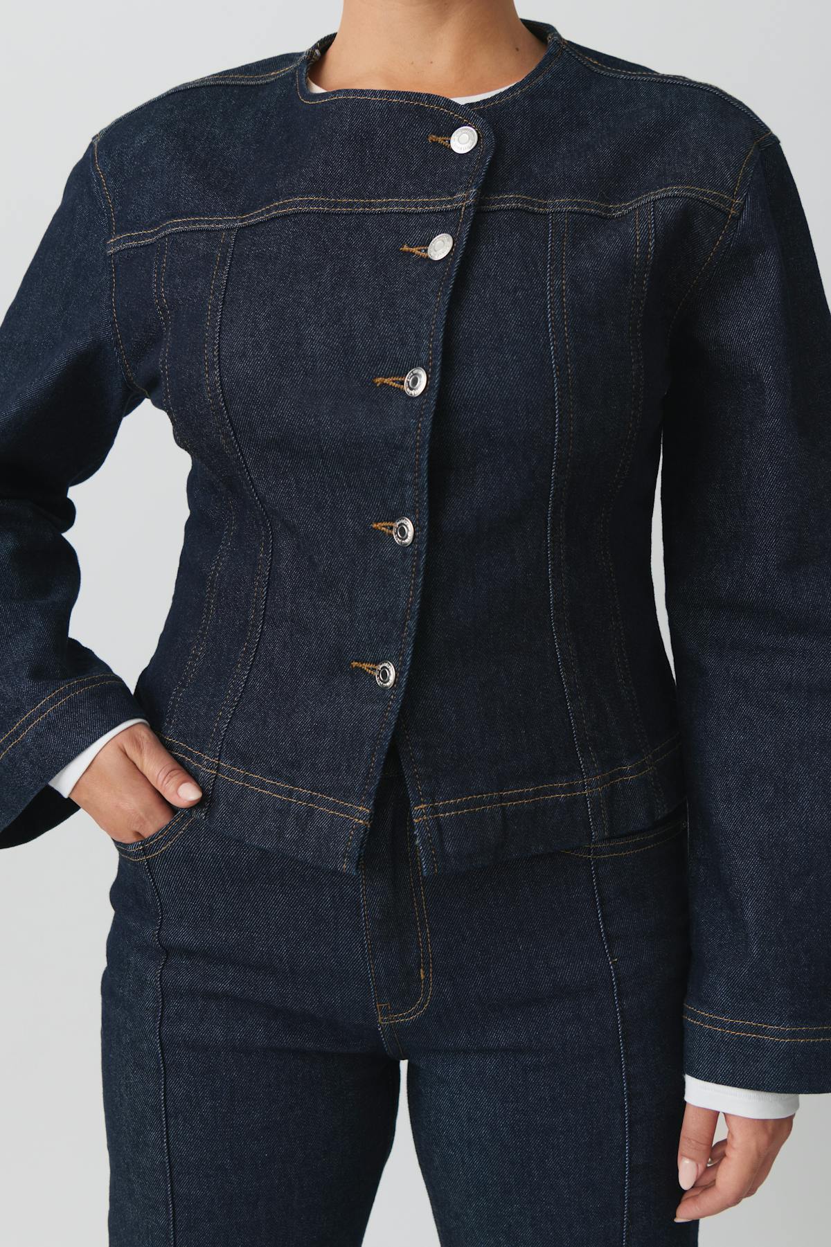 Tailored denim jacket - Blå - Dam - Gina Tricot