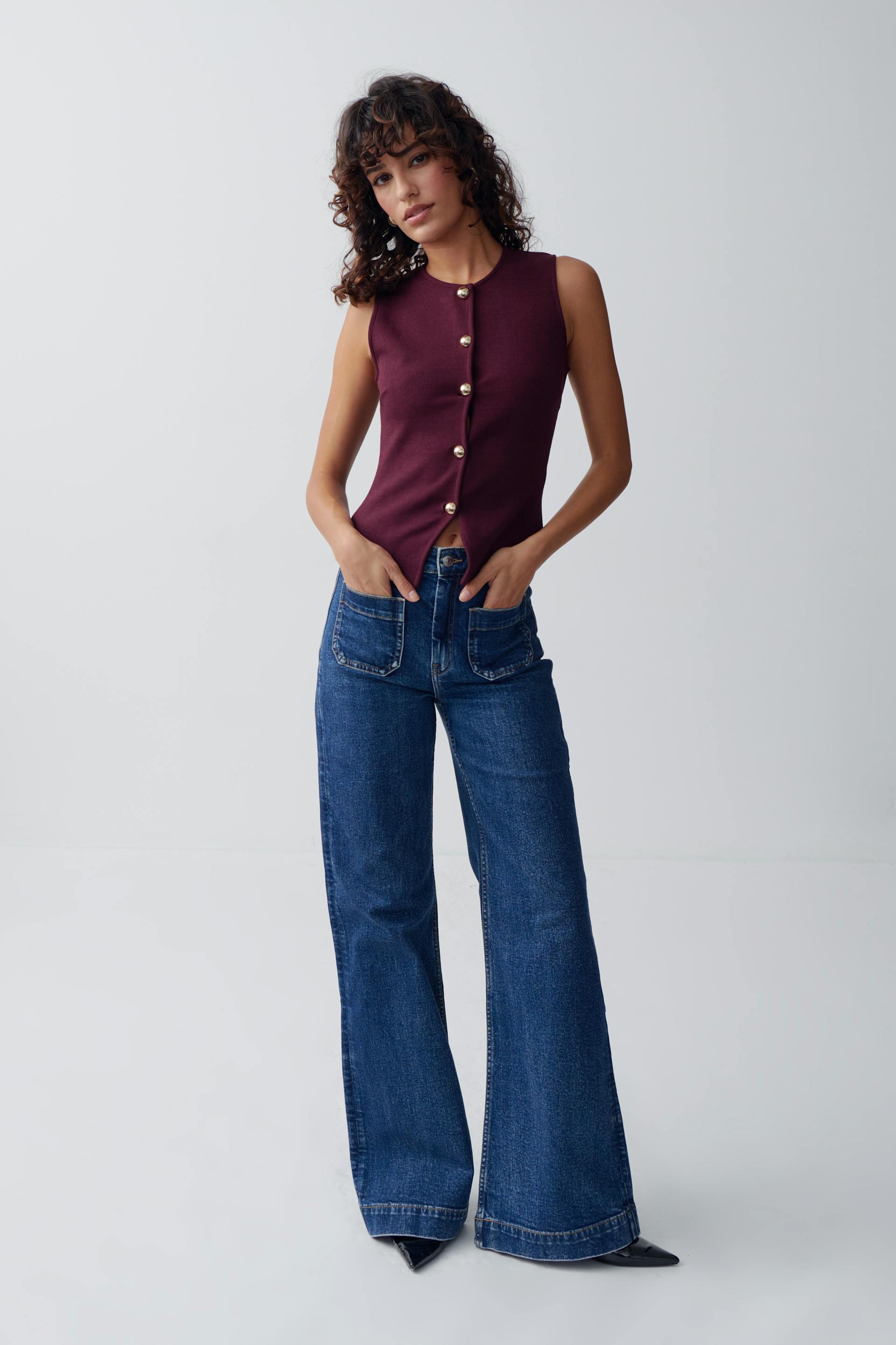 Front pocket flare jeans - Blå - Dame - Gina Tricot