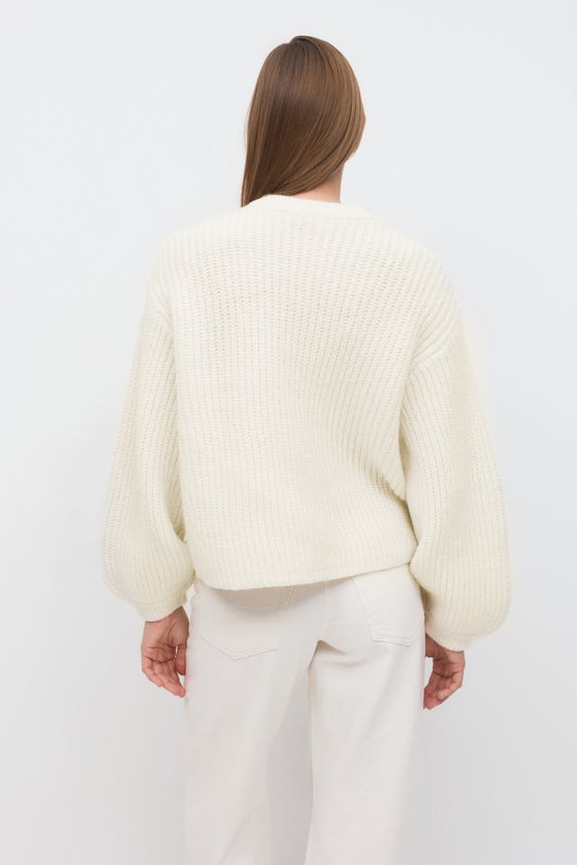 Chunky knitted cardigan - Hvit - Dame - Gina Tricot