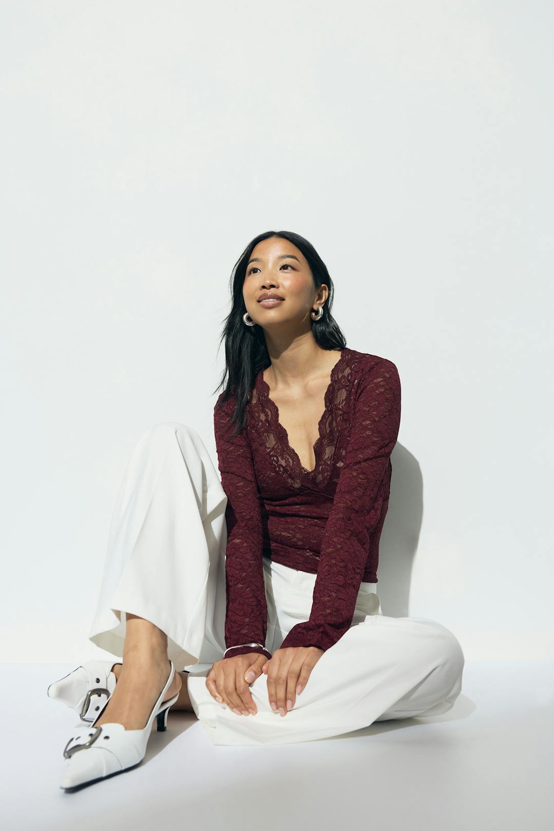 Lace top - Rood - Dame - Gina Tricot