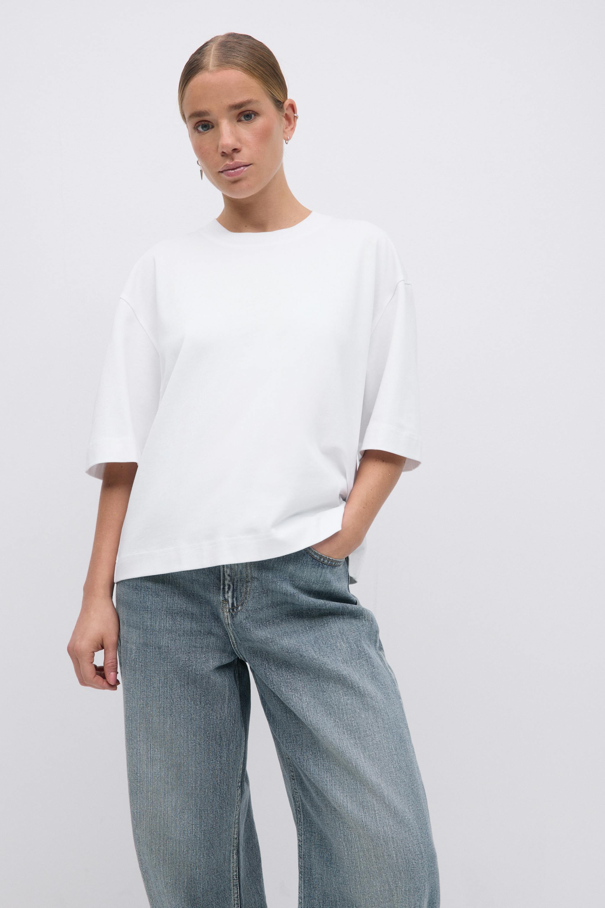 Basic boxy tee - Wit - Dame - Gina Tricot