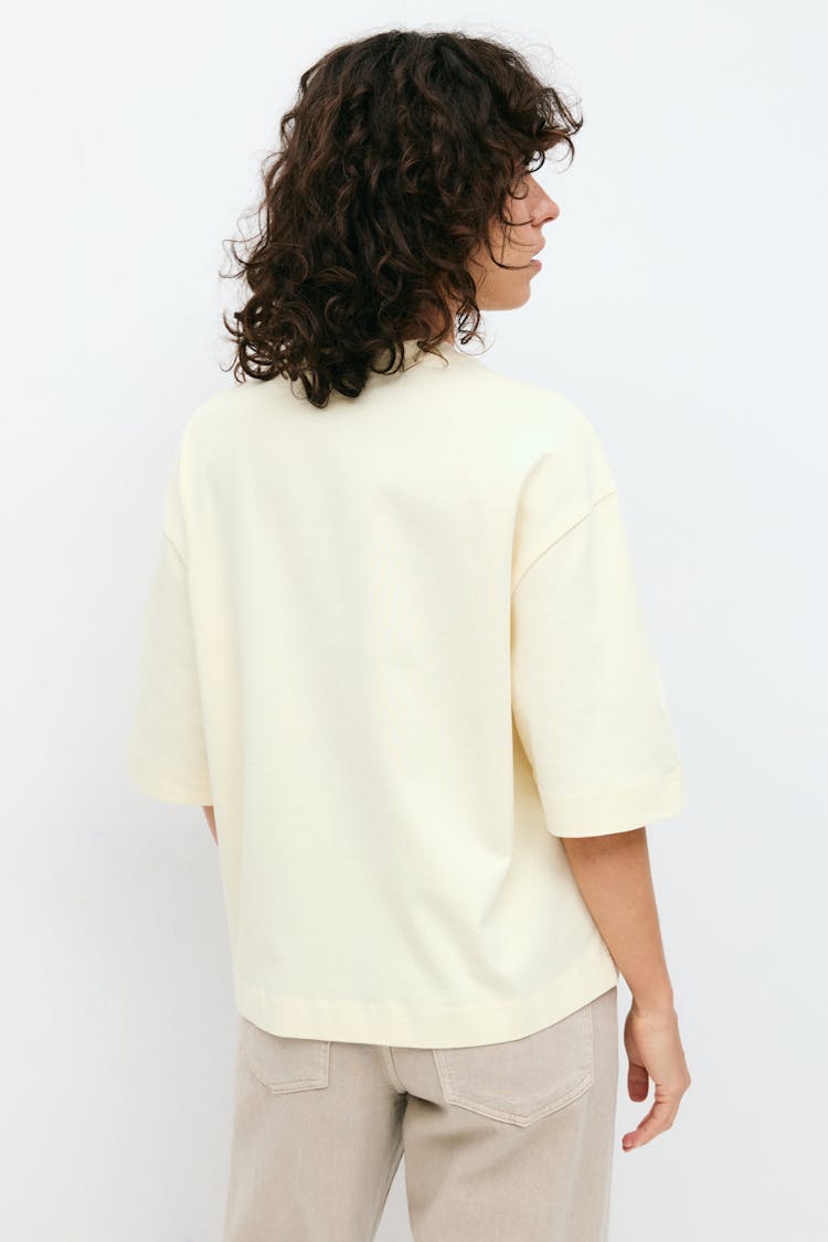 Basic boxy tee - Gul - Dam - Gina Tricot