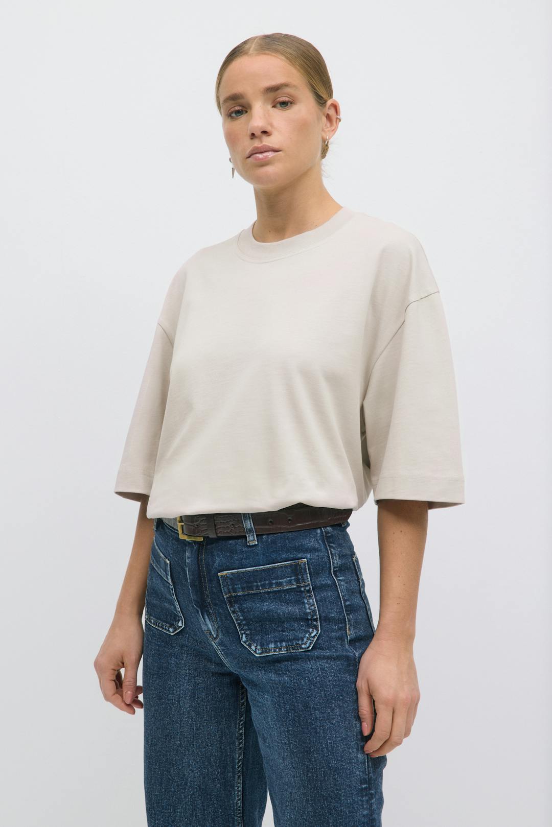 Basic boxy tee - Grijsv - Dame - Gina Tricot