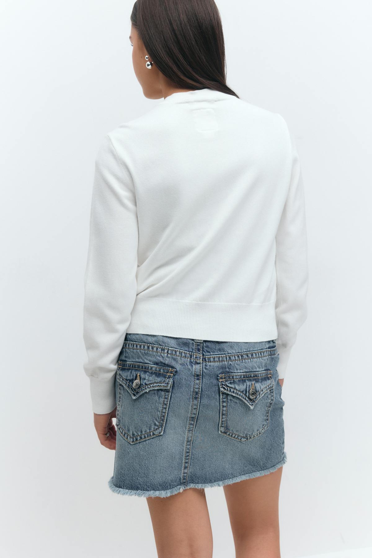 Y lightweight rib jacket - White - Gina Tricot