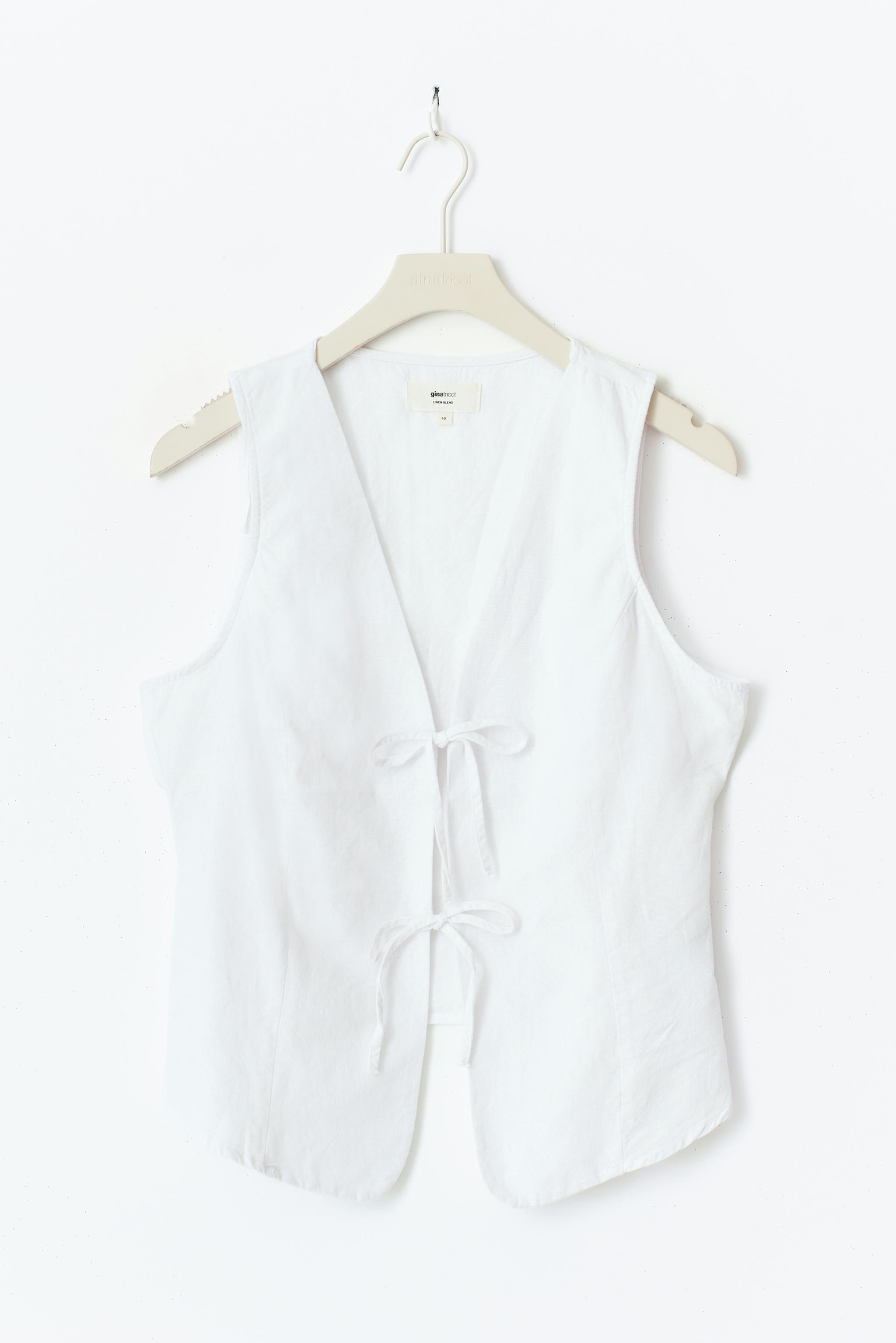 Linen blend vest - Hvid - Dame - Gina Tricot