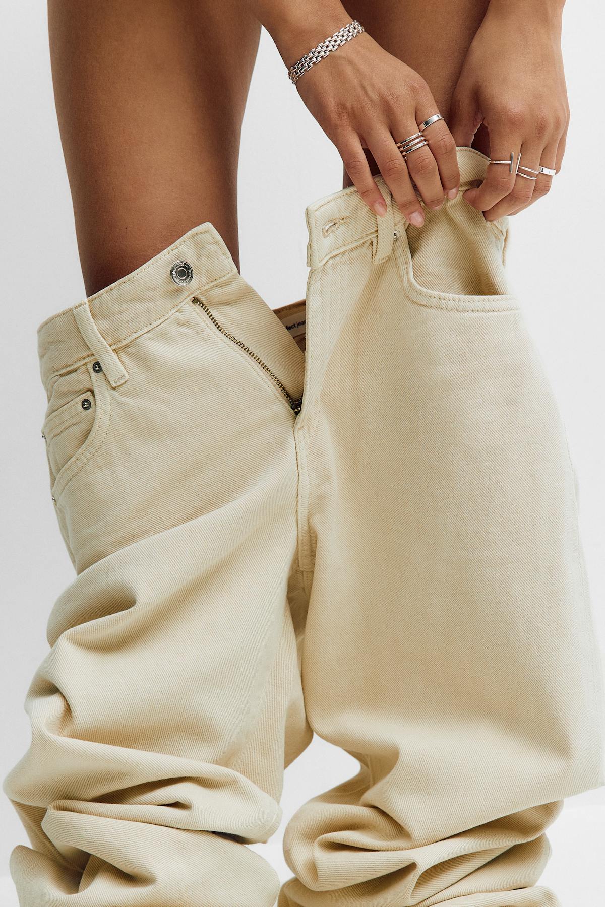 Perfect wide jeans - Beige - Dame - Gina Tricot