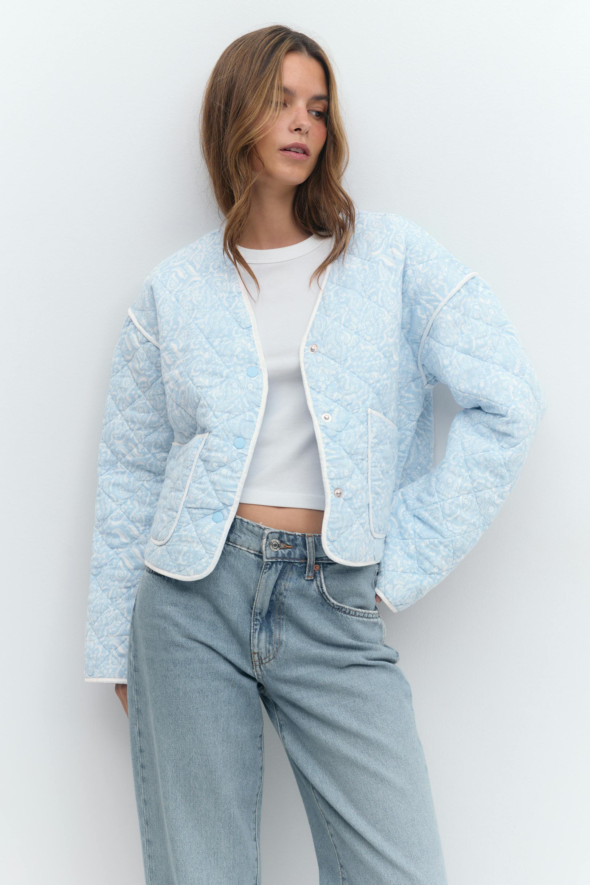 Peacoat felt jacket - Blue - Women - Gina Tricot