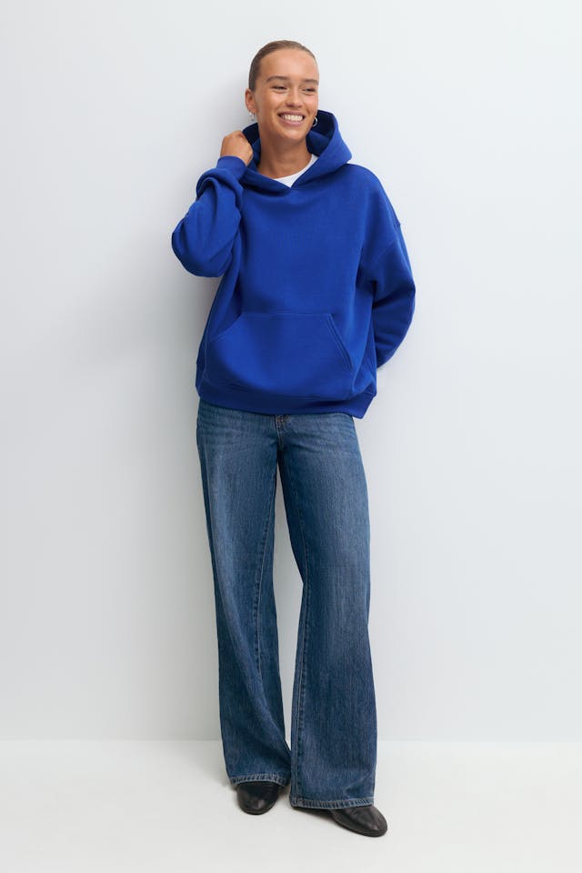 Oversized print hoodie - Blå - Dam - Gina Tricot