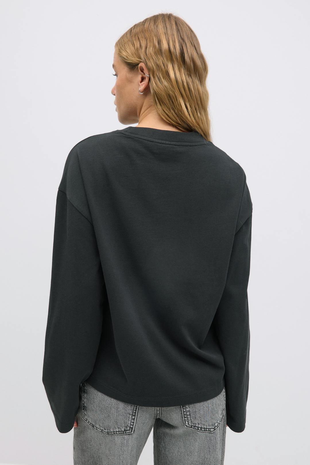 Basic long sleeve tee - Zwart - Dame - Gina Tricot