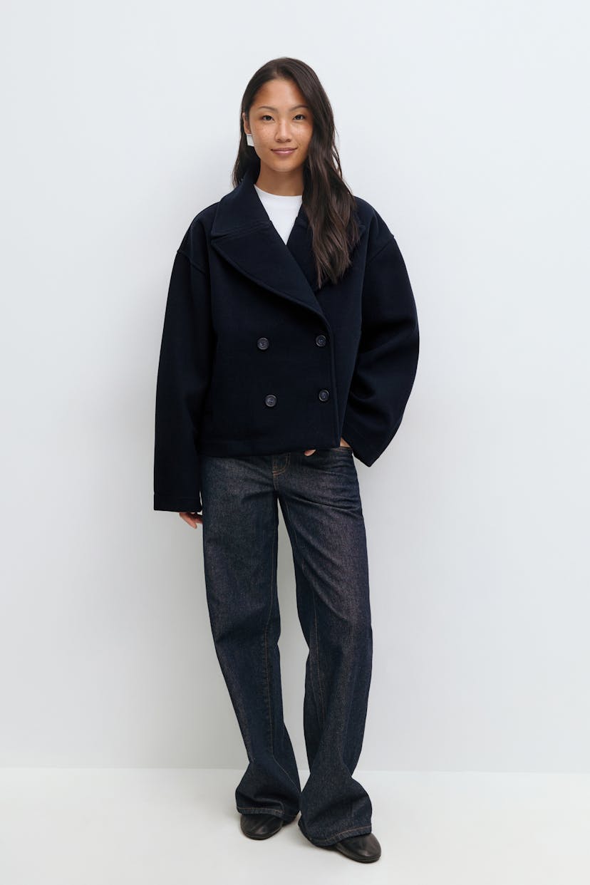 Peacoat felt jacket - Blue - Women - Gina Tricot