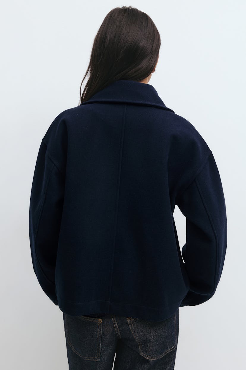 Peacoat felt jacket - Blue - Women - Gina Tricot