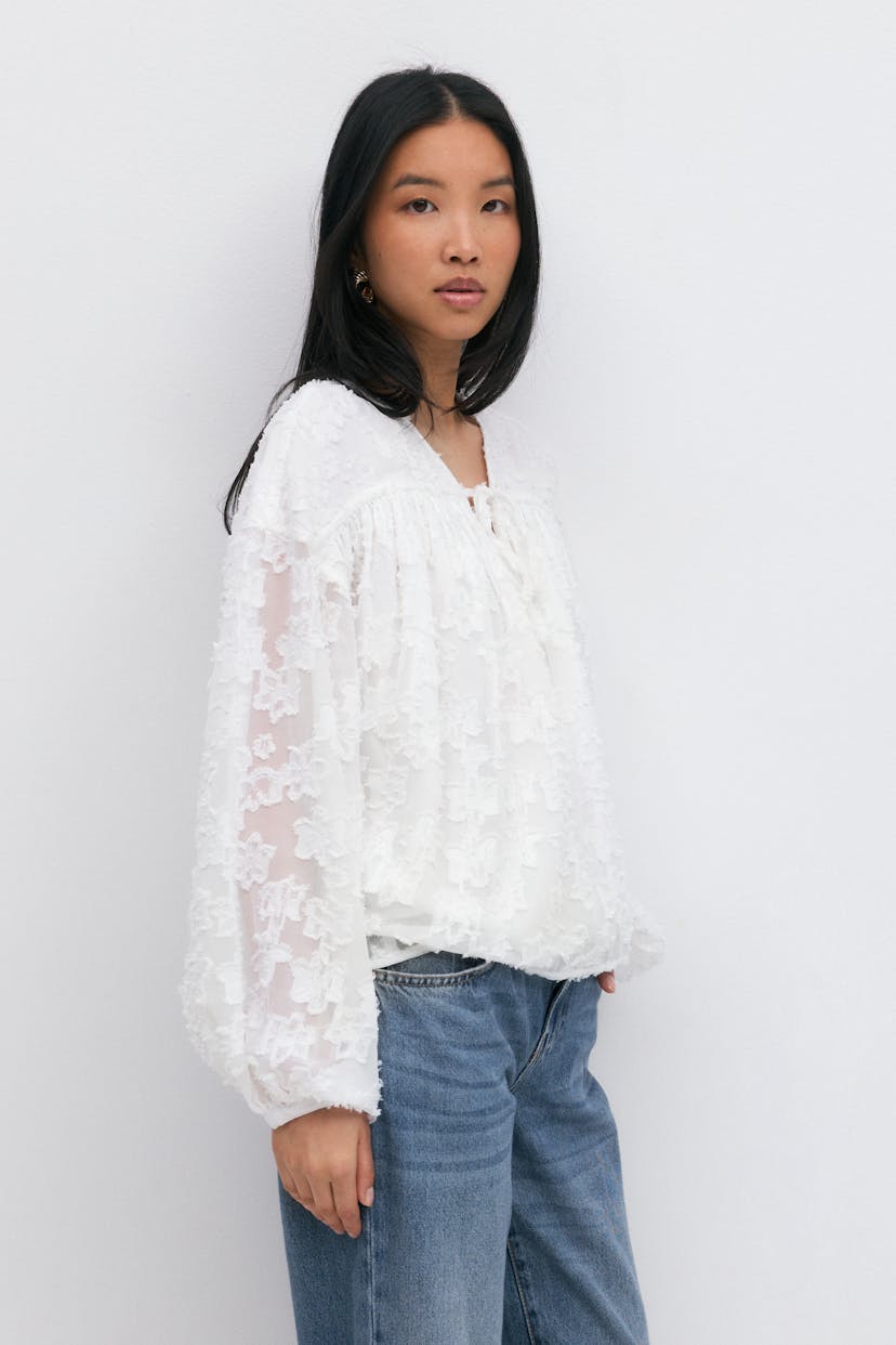 Structured blouse - Vit - Dam - Gina Tricot