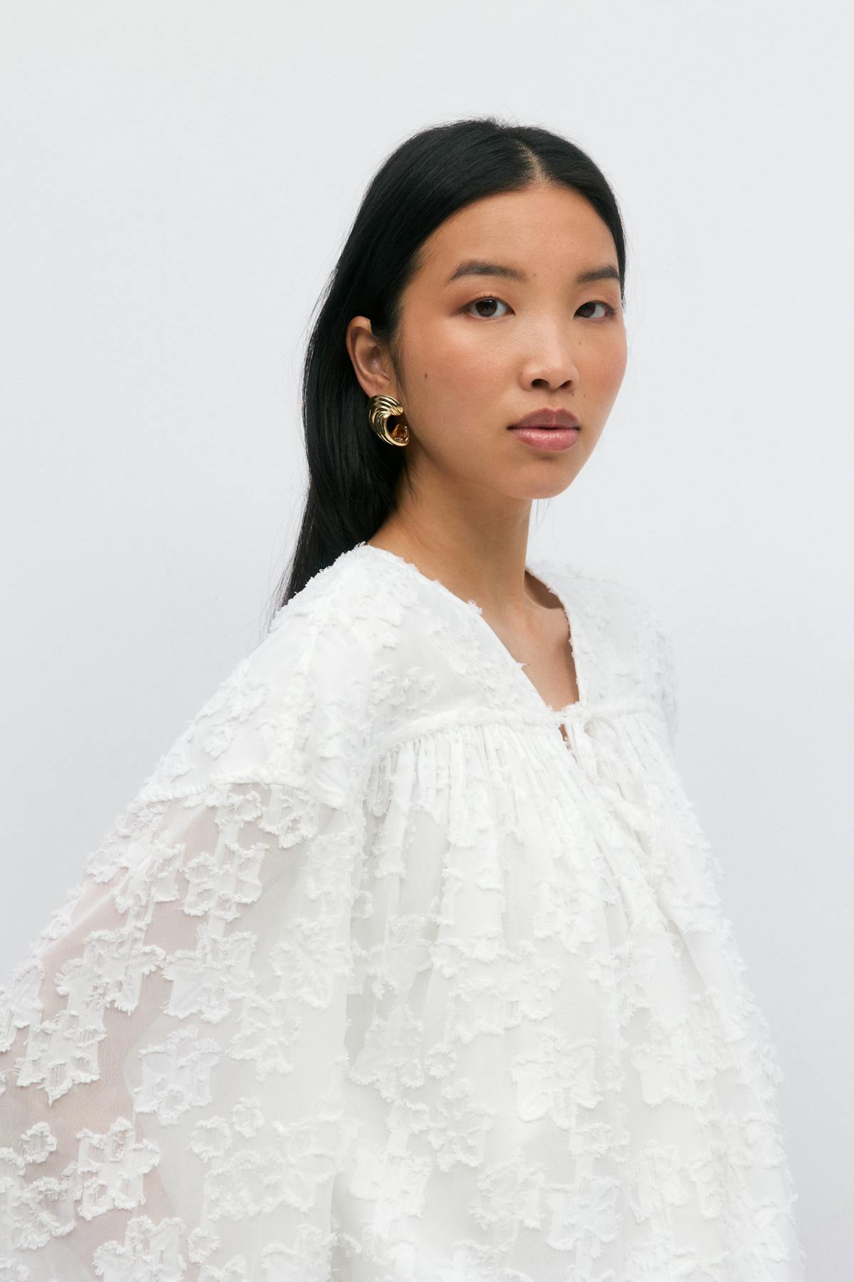 Structured blouse - Hvit - Dame - Gina Tricot