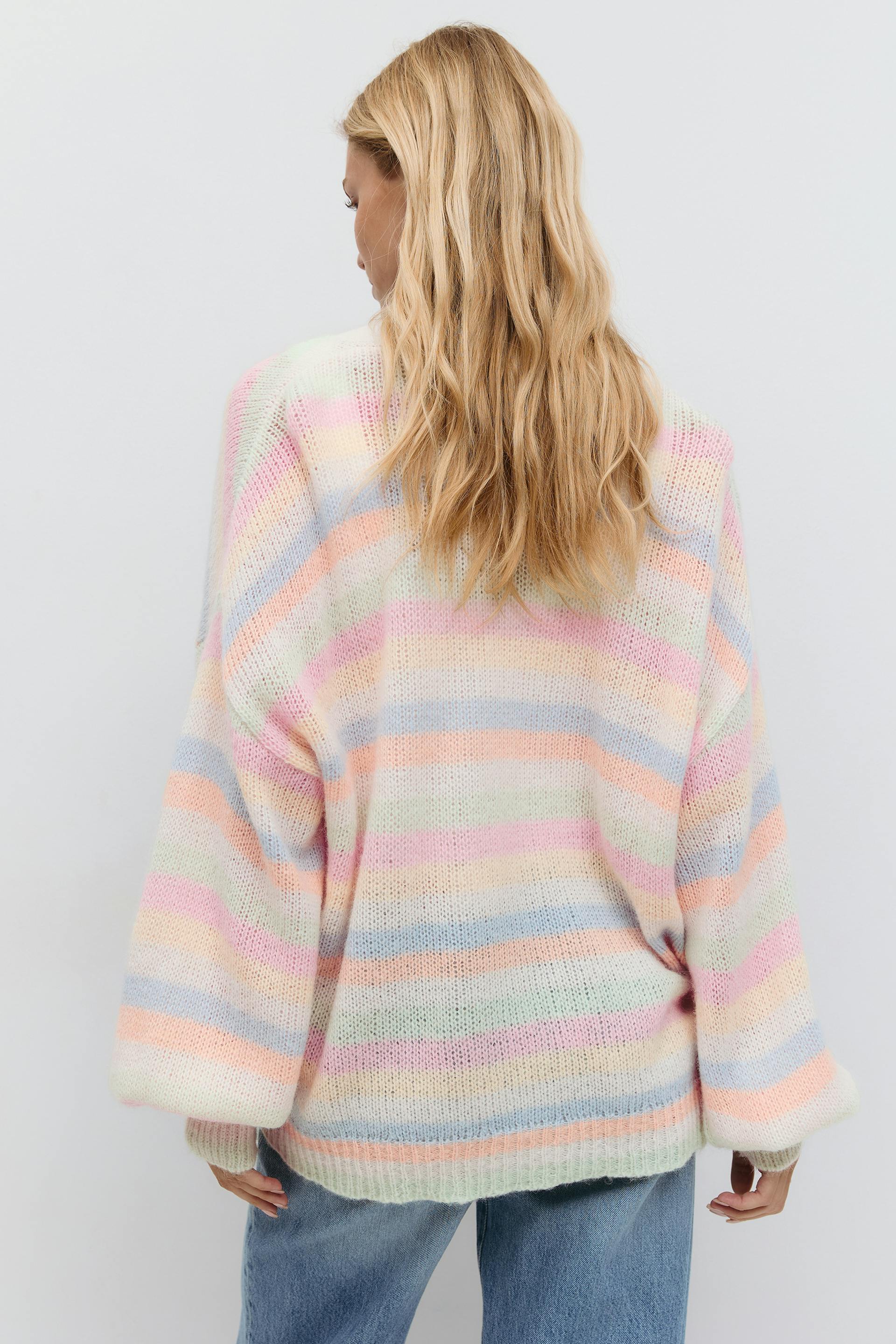 Chunky knitted cardigan - Grön - Dam - Gina Tricot
