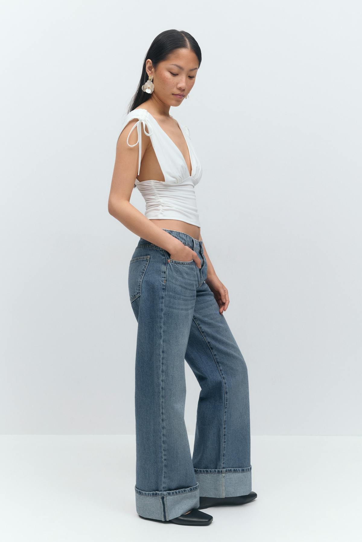 Drawstring top - Wit - Dame - Gina Tricot