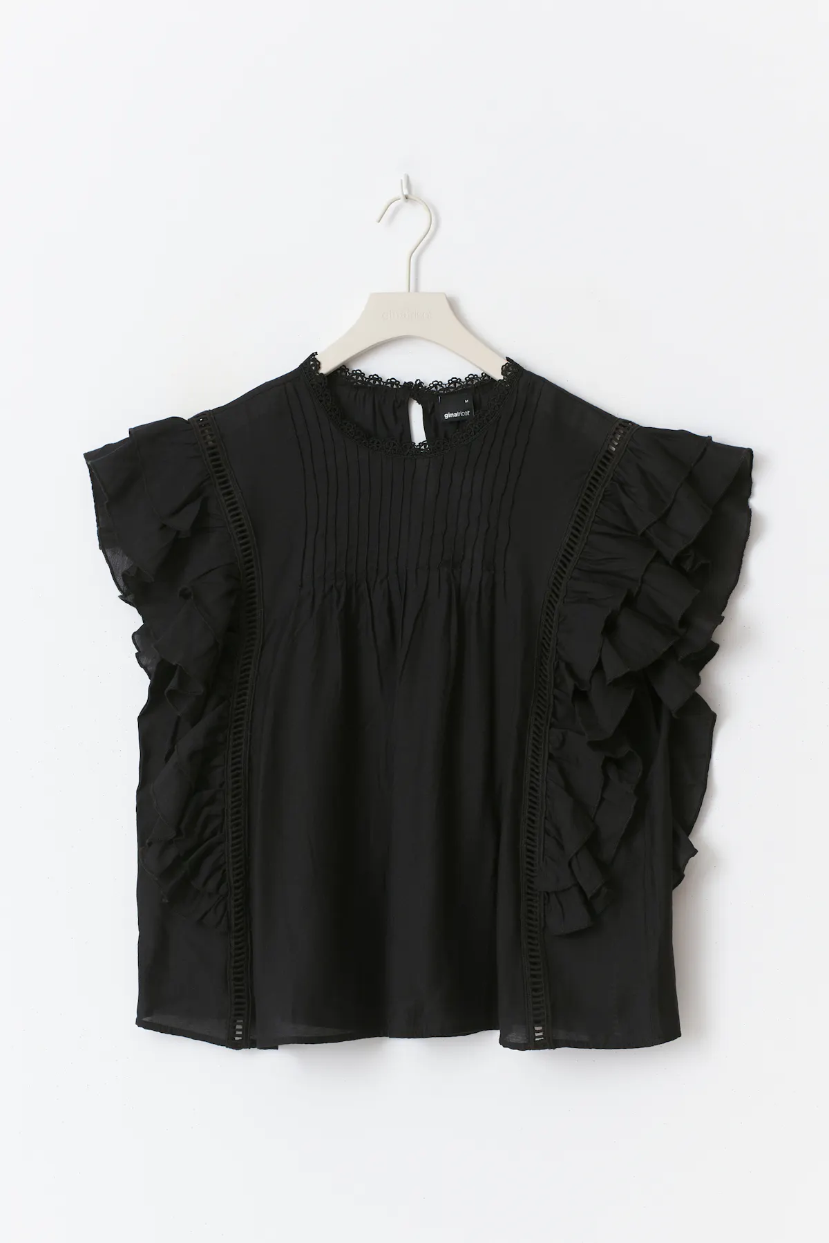 Mini boho frill top - Sort - Dame - Gina Tricot