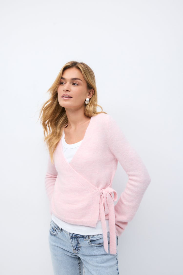 Knitted wrap cardigan - Rosa - Dam - Gina Tricot