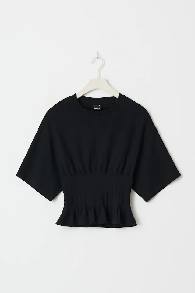 Pleated tee - Svart - Dam - Gina Tricot