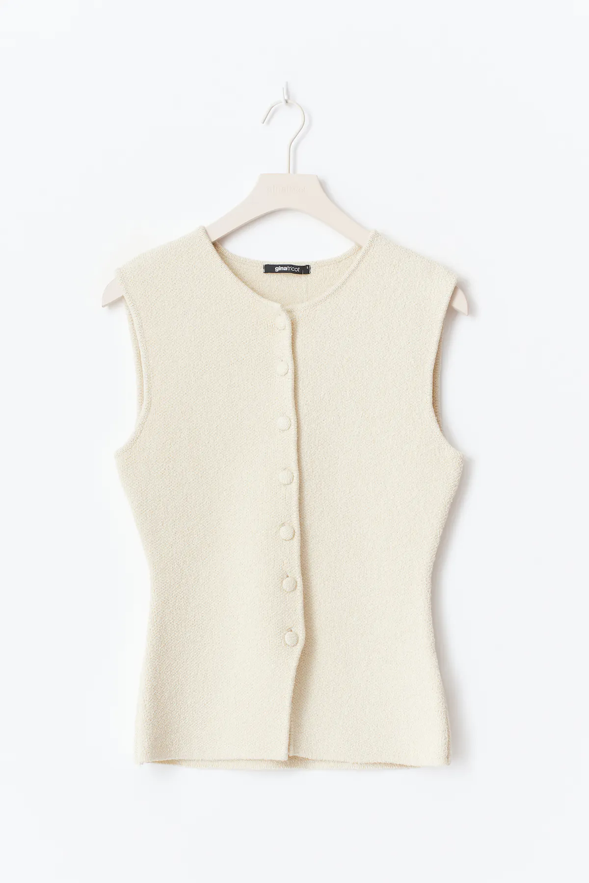 Textured knitted vest - Hvid - Dame - Gina Tricot