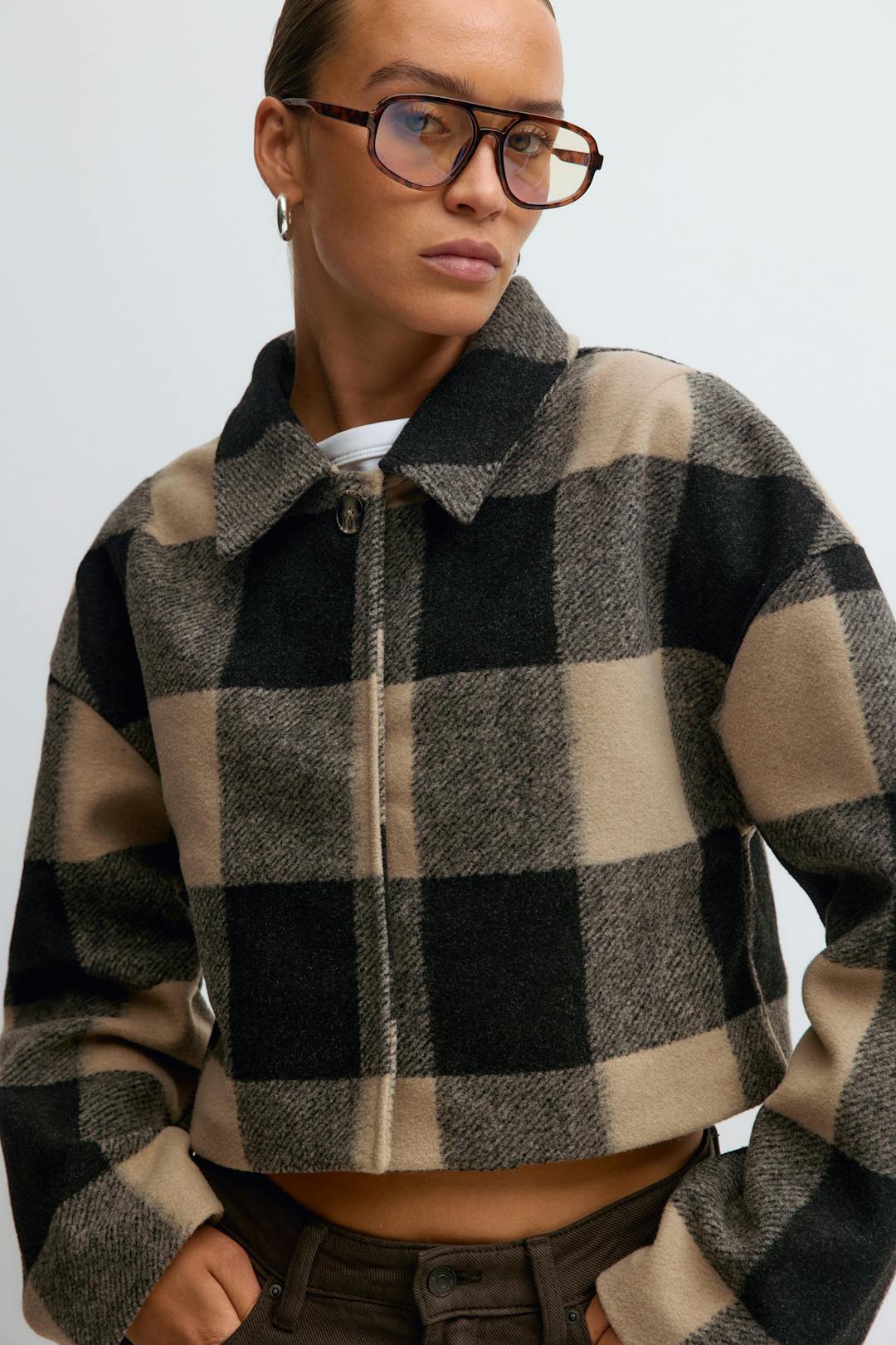 Peacoat felt jacket - Blue - Women - Gina Tricot