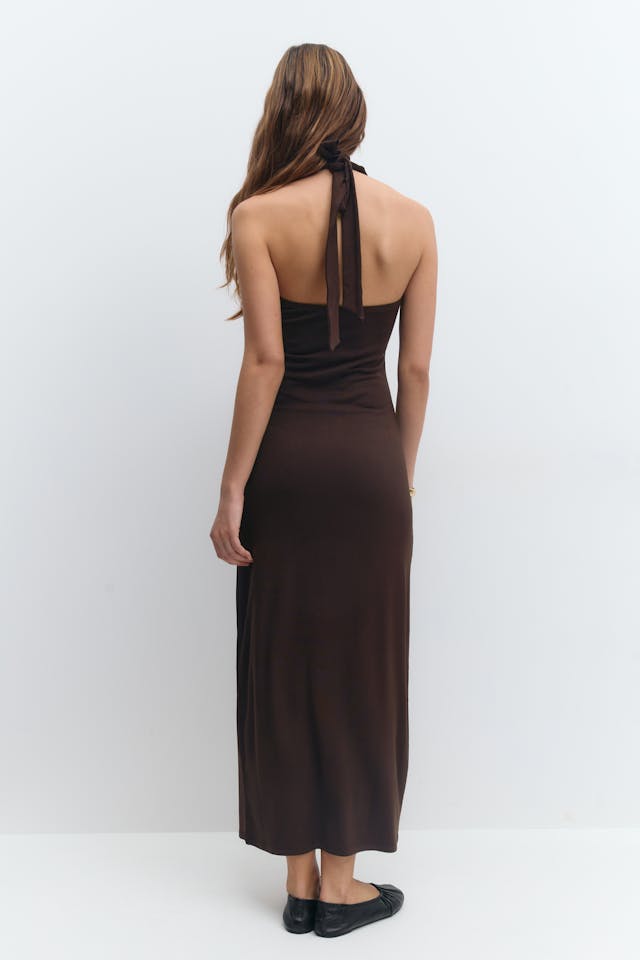 Halterneck midaxi dress - Ruskea - Nainen - Gina Tricot