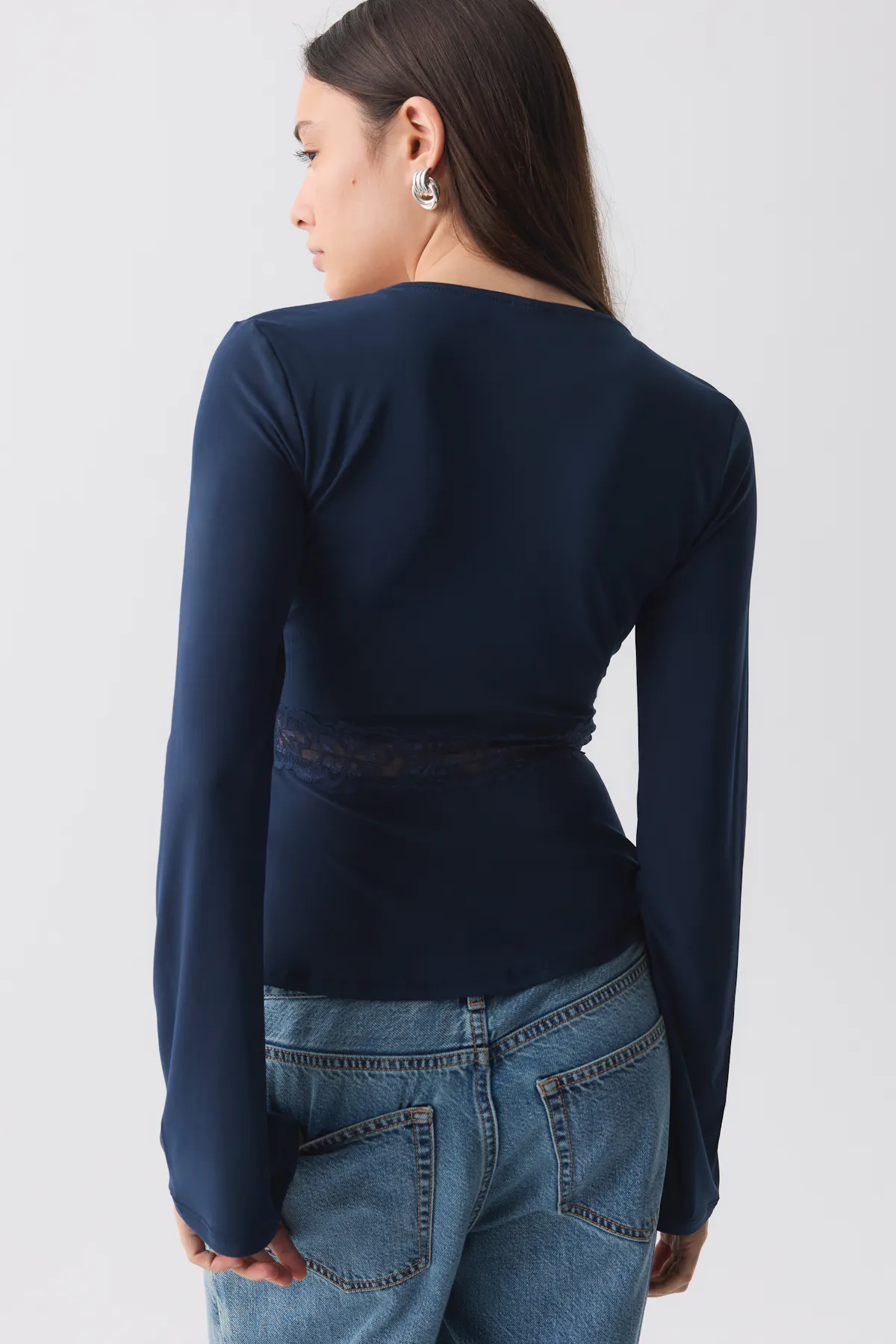 Lace detail top - Blue - Women - Gina Tricot