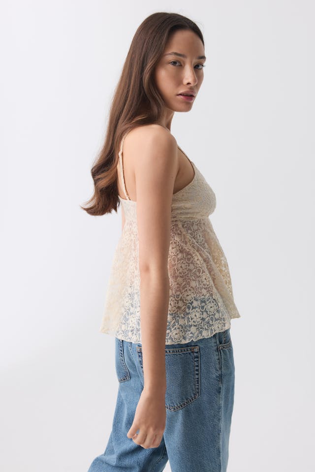 Lace singlet - Hvit - Dame - Gina Tricot