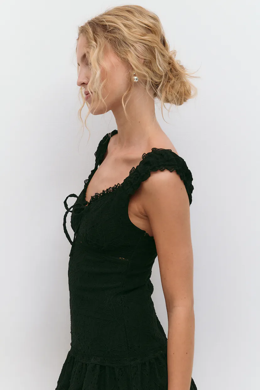 Embroidery dress - Zwart - Dame - Gina Tricot