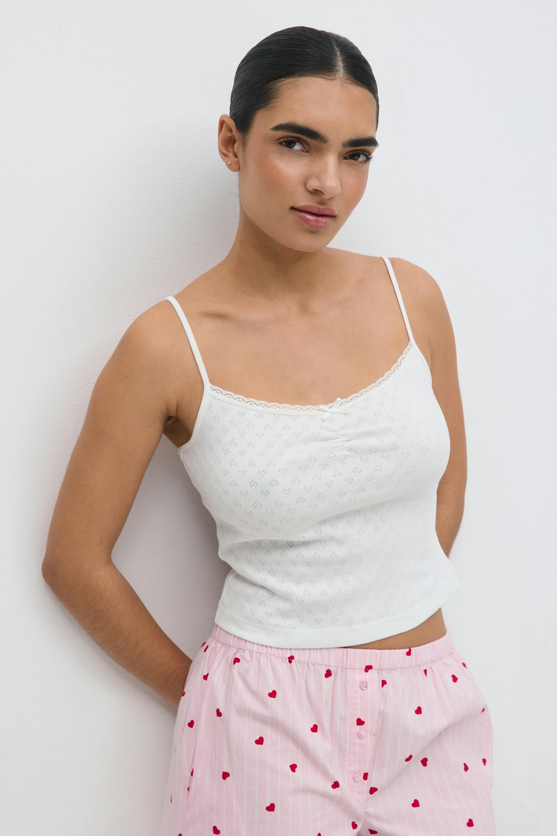 Pointelle singlet - Weiß - Dame - Gina Tricot