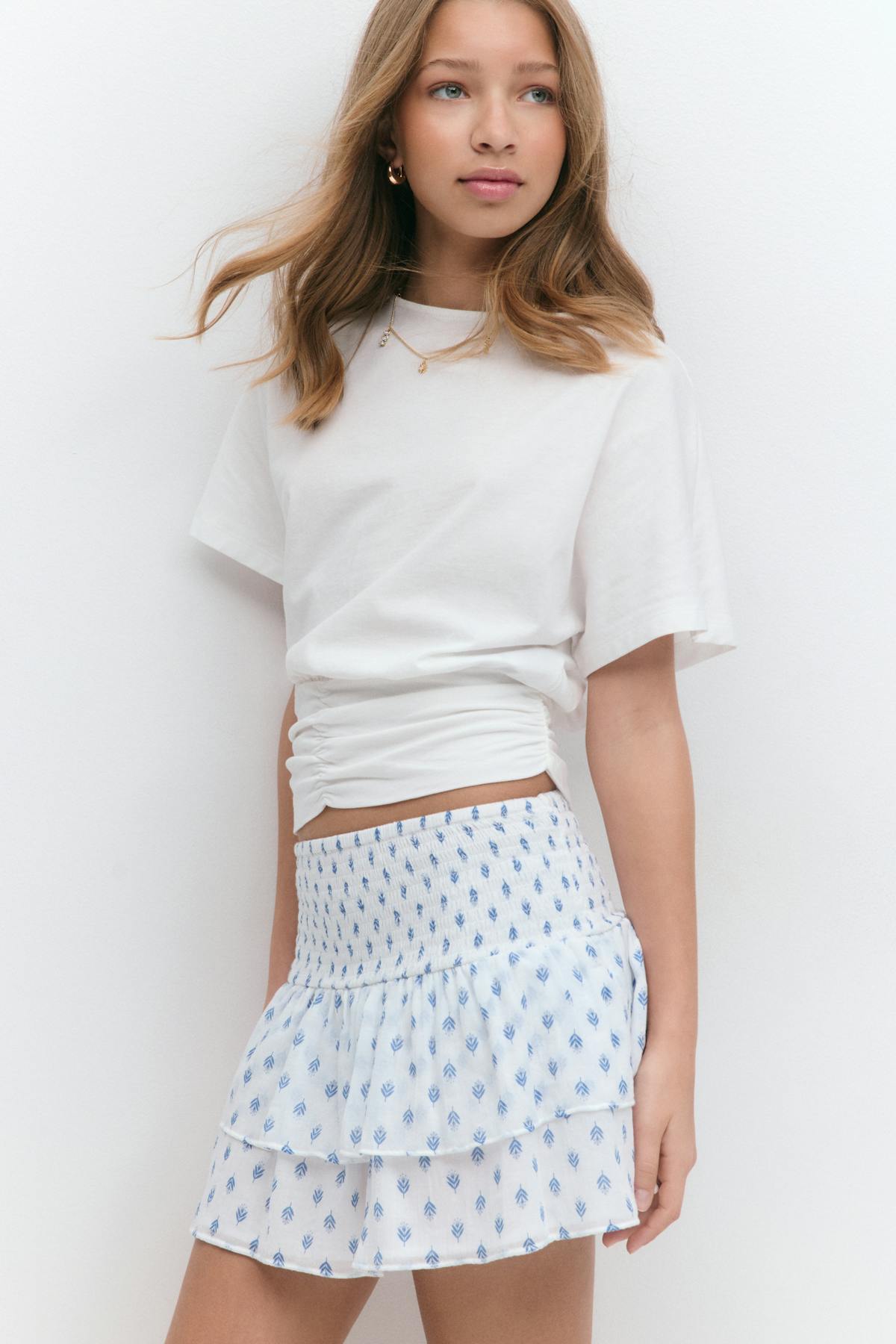 Y two layer multi skirt - Blauw - Gina Tricot