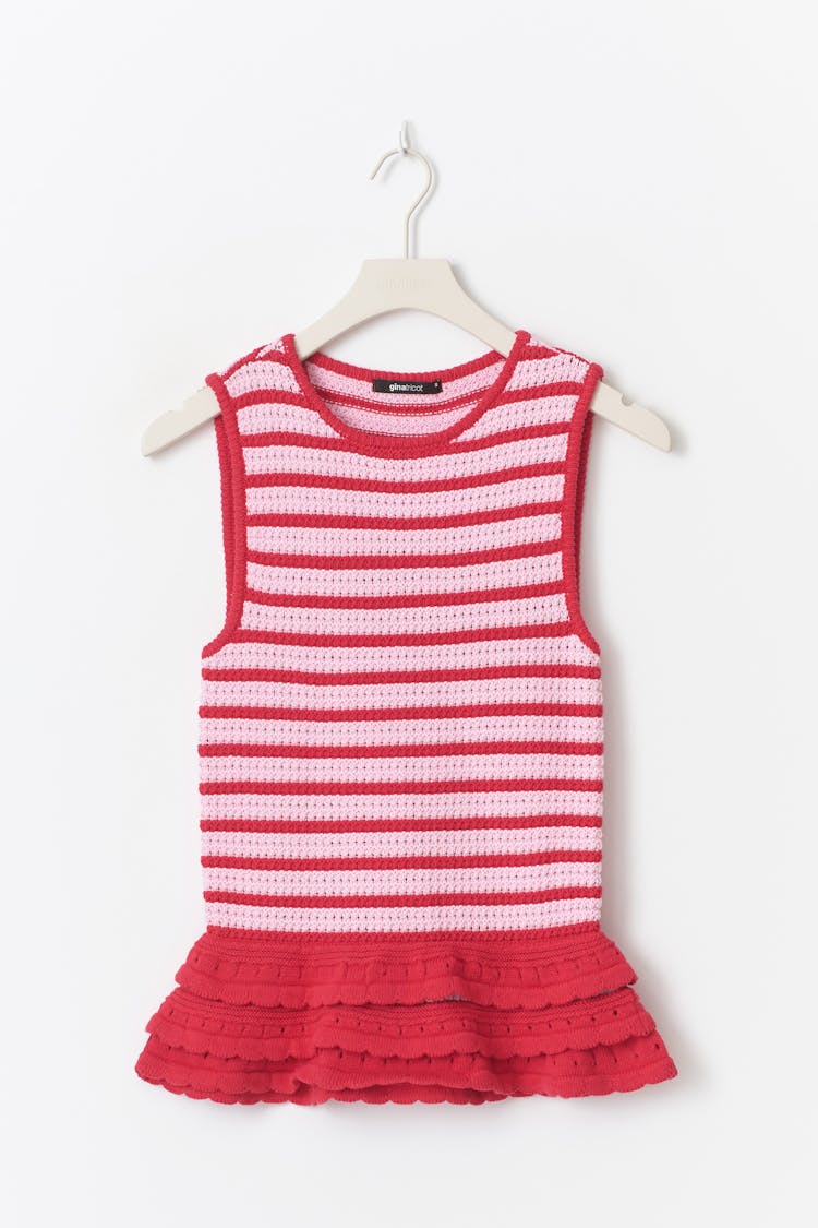 Crochet knitted peplum top - Vit - Dam - Gina Tricot