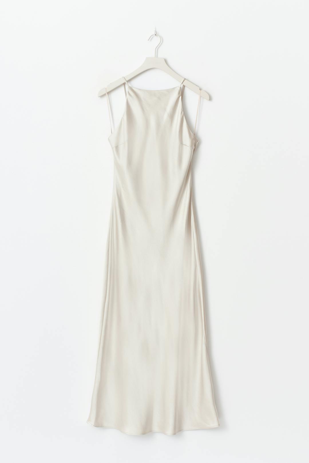 High neck satin dress - Beige - Dame - Gina Tricot